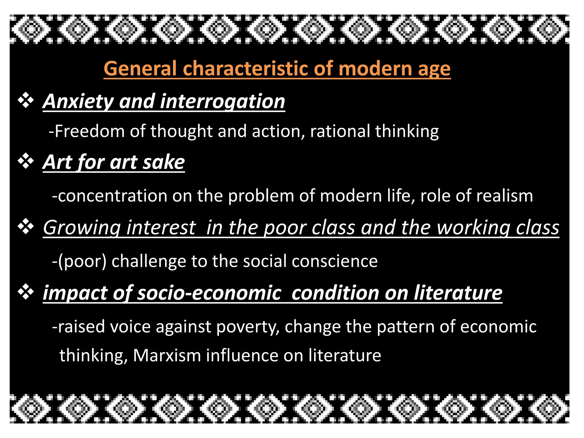 General characteristic of Modernist Age | PPTX