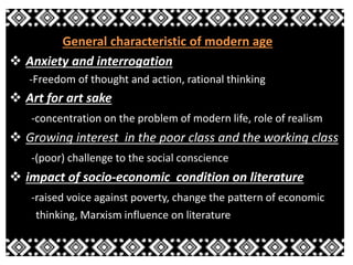 General characteristic of Modernist Age | PPTX
