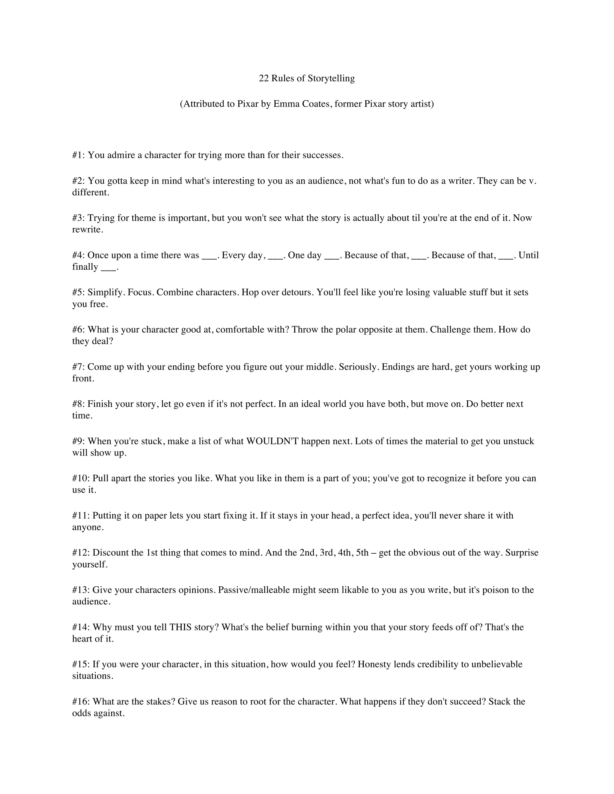 22 rules of storytelling | PDF