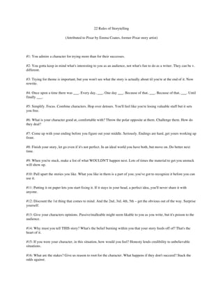 22 rules of storytelling | PDF | Screenwriting | Content Production