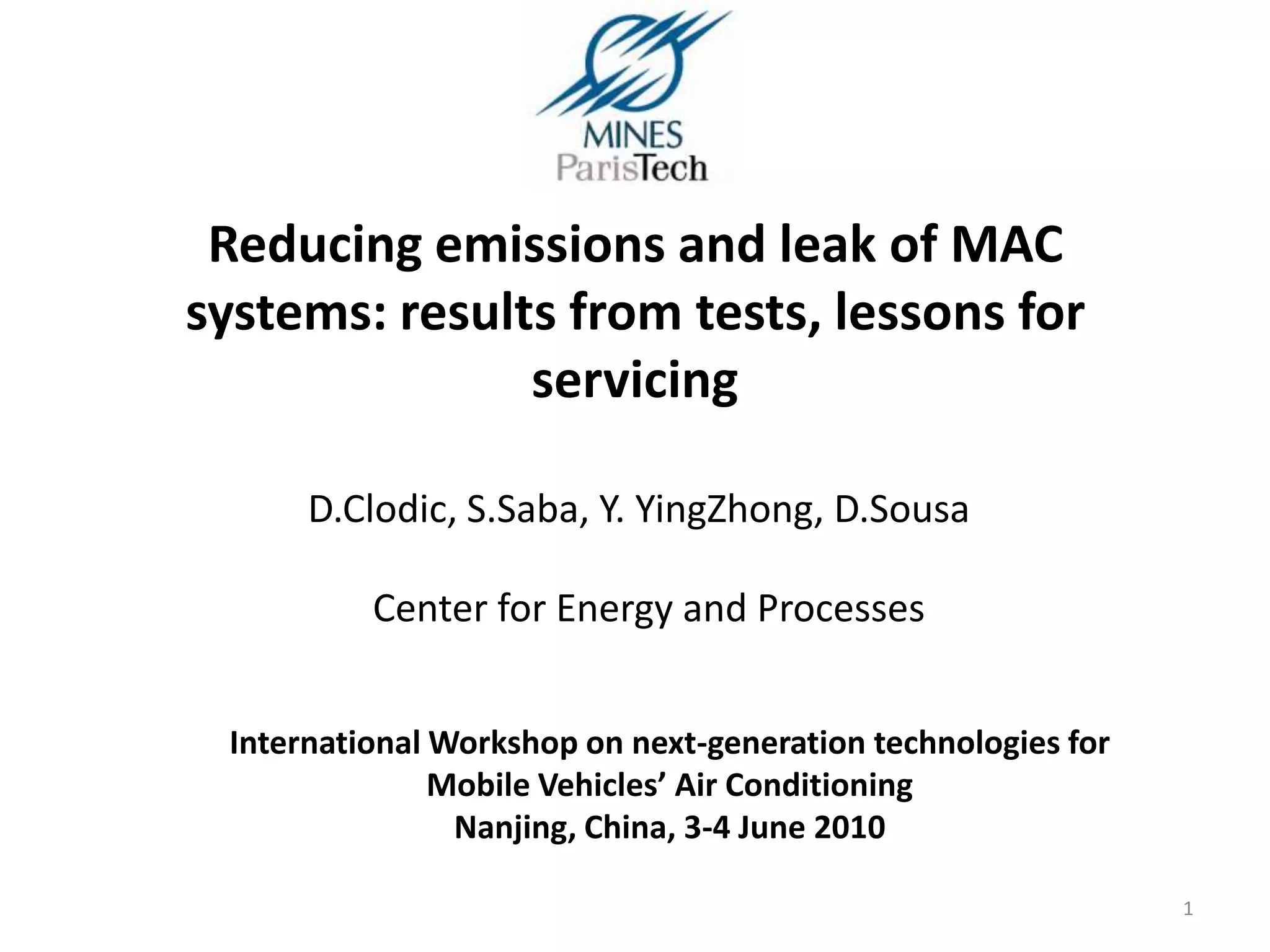 Reducing emissions and leak of MAC systems | PPT