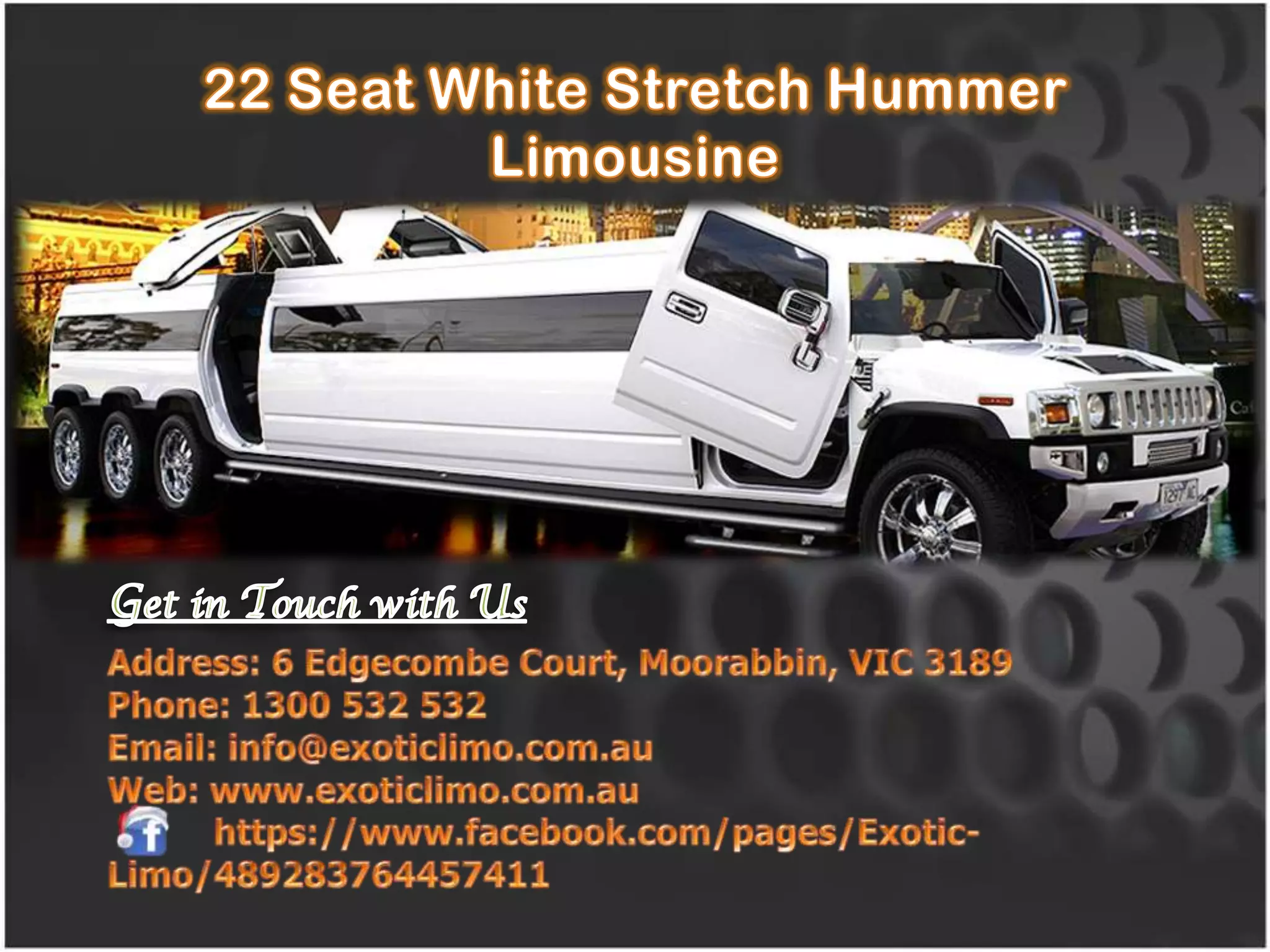 22 Seat White Stretch Hummer Limousine in Melbourne | PPTX