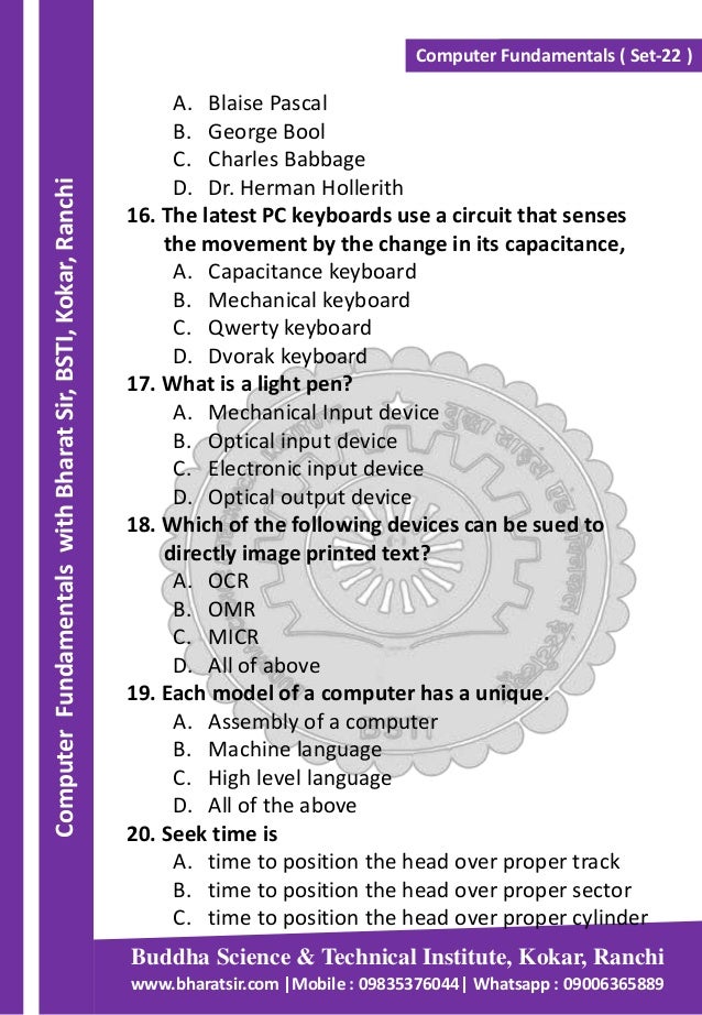 BSTI-BharatSir : Computer Fundamentals Set-22 | PPTX