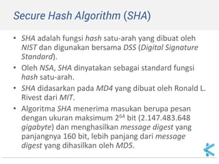 Kriptografi - Secure Hash Algorithm (SHA) | PPT