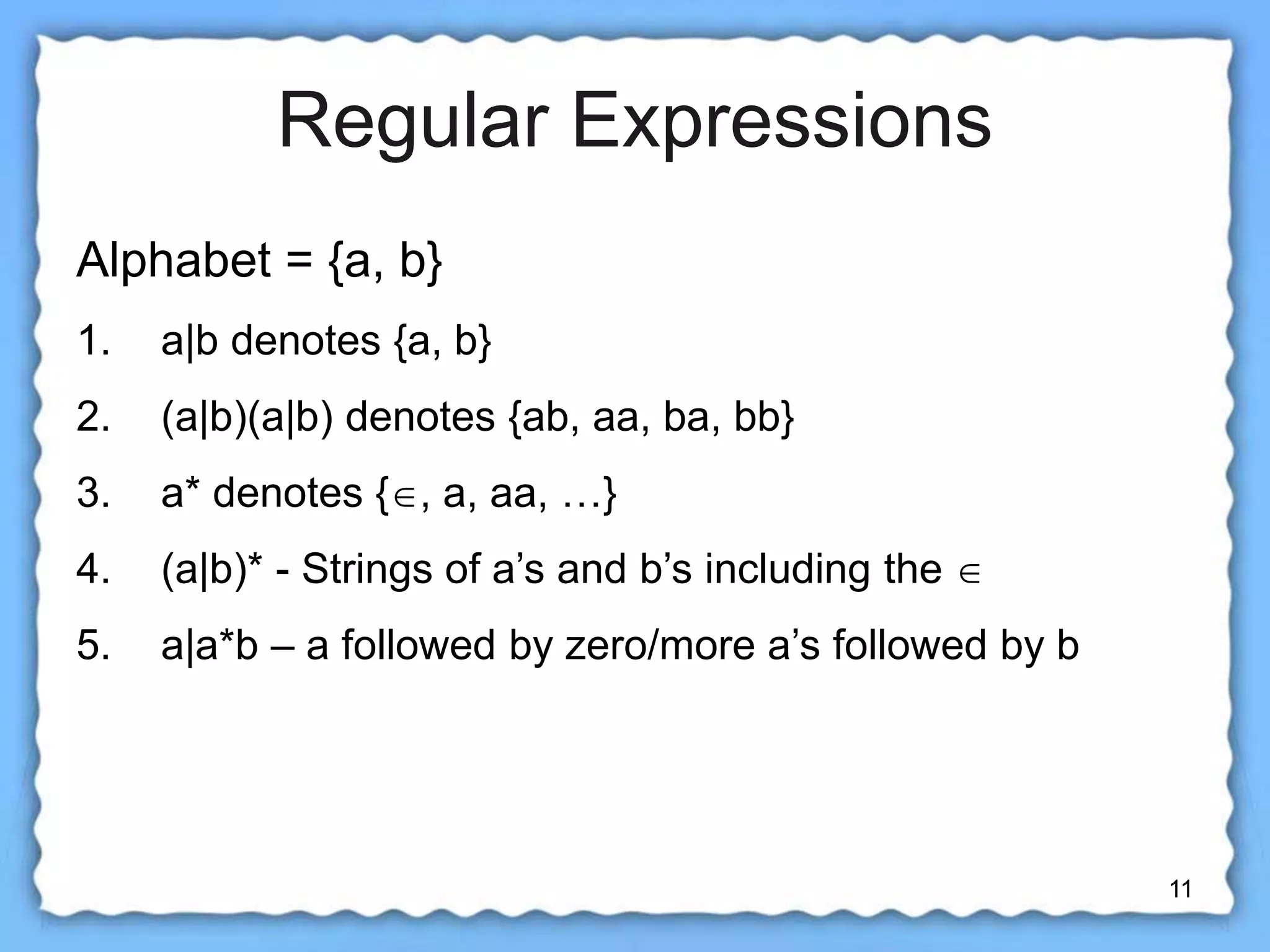 2_2Specification of Tokens.ppt | Programming Languages | Computing