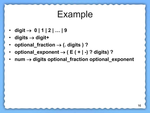2_2Specification of Tokens.ppt | Programming Languages | Computing
