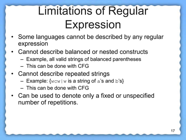 2_2Specification of Tokens.ppt | Programming Languages | Computing