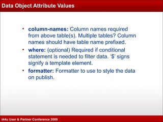 TERMINALFOUR t44u 2009 - Data objects, Web object & External Sources | PPT