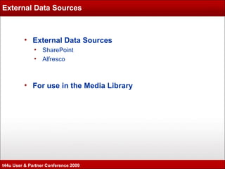 TERMINALFOUR t44u 2009 - Data objects, Web object & External Sources | PPT