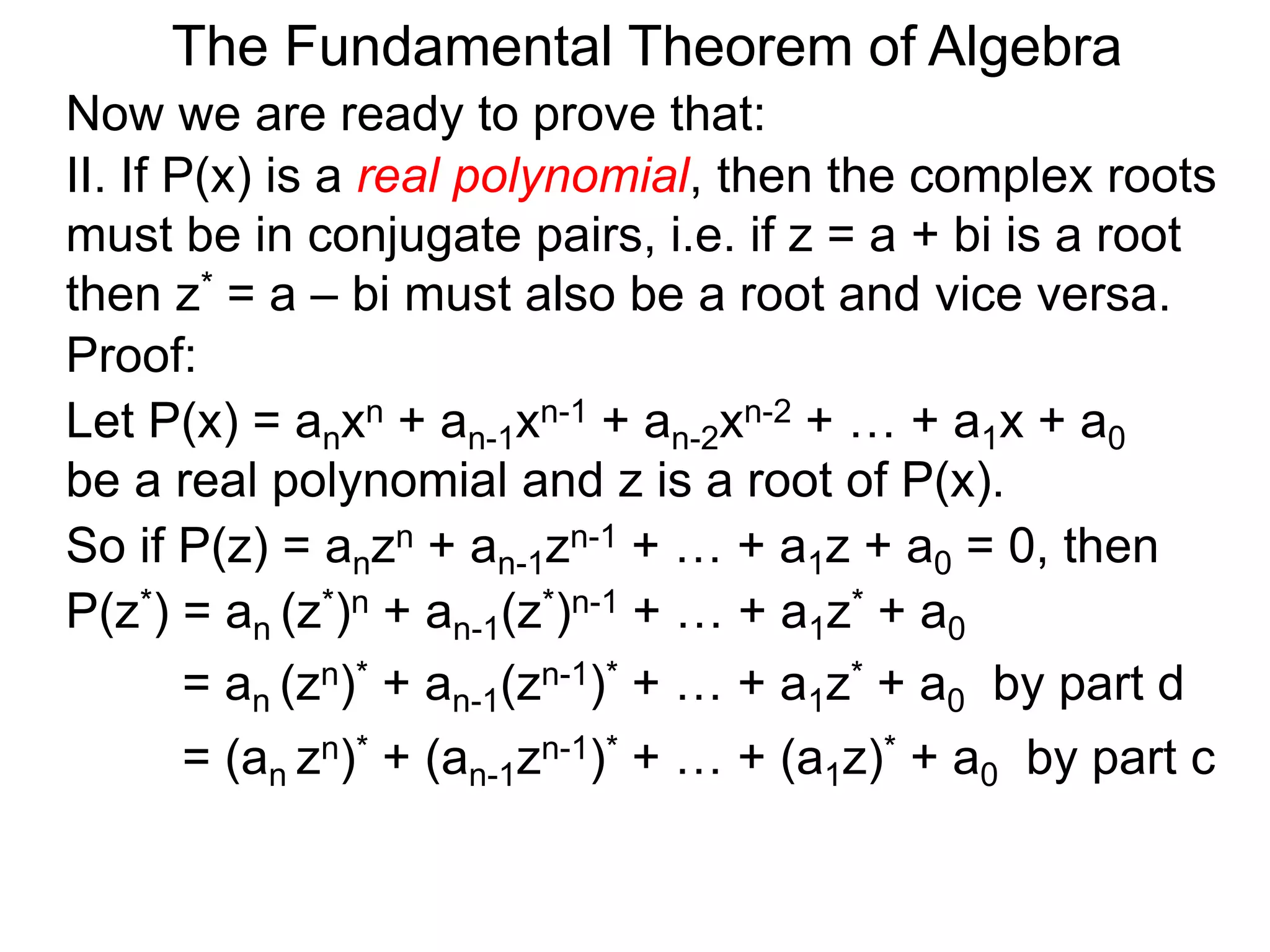 22 the fundamental theorem of algebra x | PPTX
