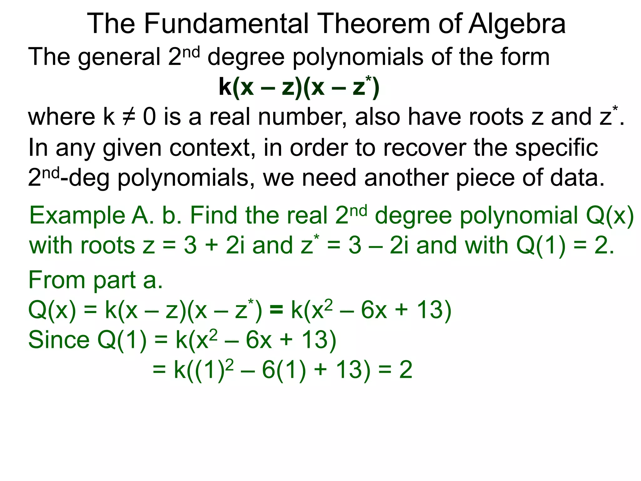 22 the fundamental theorem of algebra x | PPT