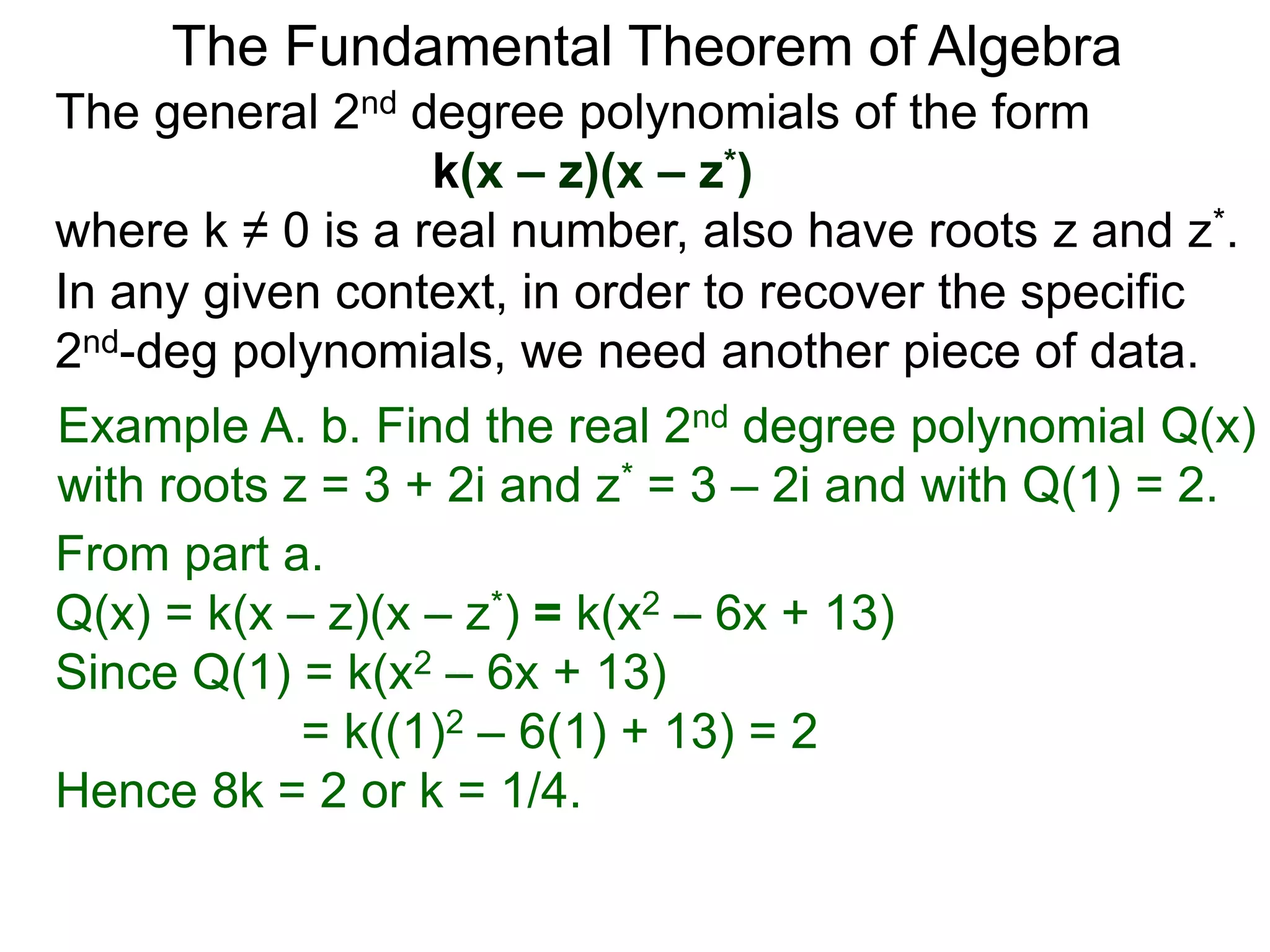 22 the fundamental theorem of algebra x | PPT