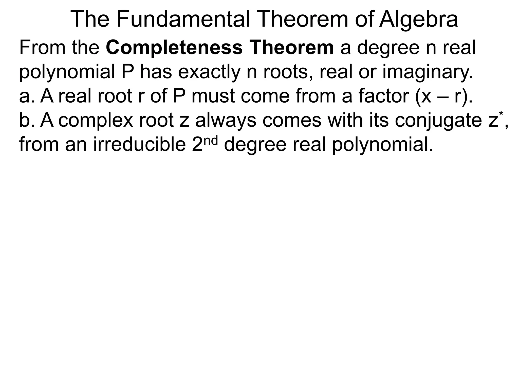 22 the fundamental theorem of algebra x | PPT