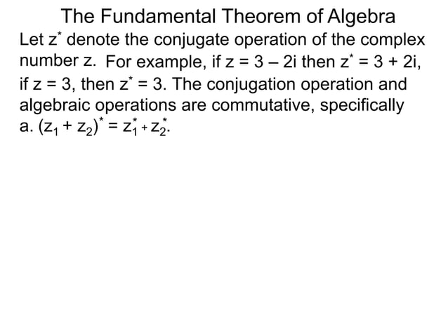 22 the fundamental theorem of algebra x | PPT