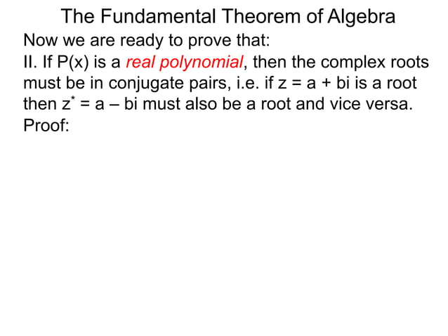 22 the fundamental theorem of algebra x | PPT