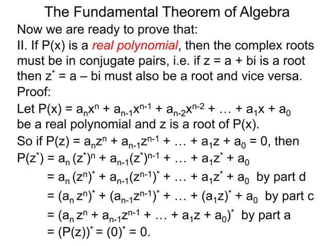 22 the fundamental theorem of algebra x | PPT