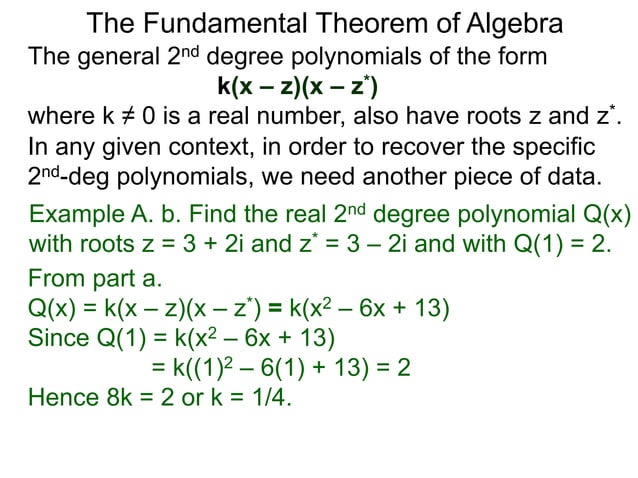 22 the fundamental theorem of algebra x | PPT