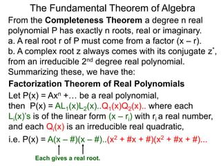 22 the fundamental theorem of algebra x | PPTX