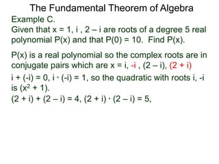 22 the fundamental theorem of algebra x | PPTX