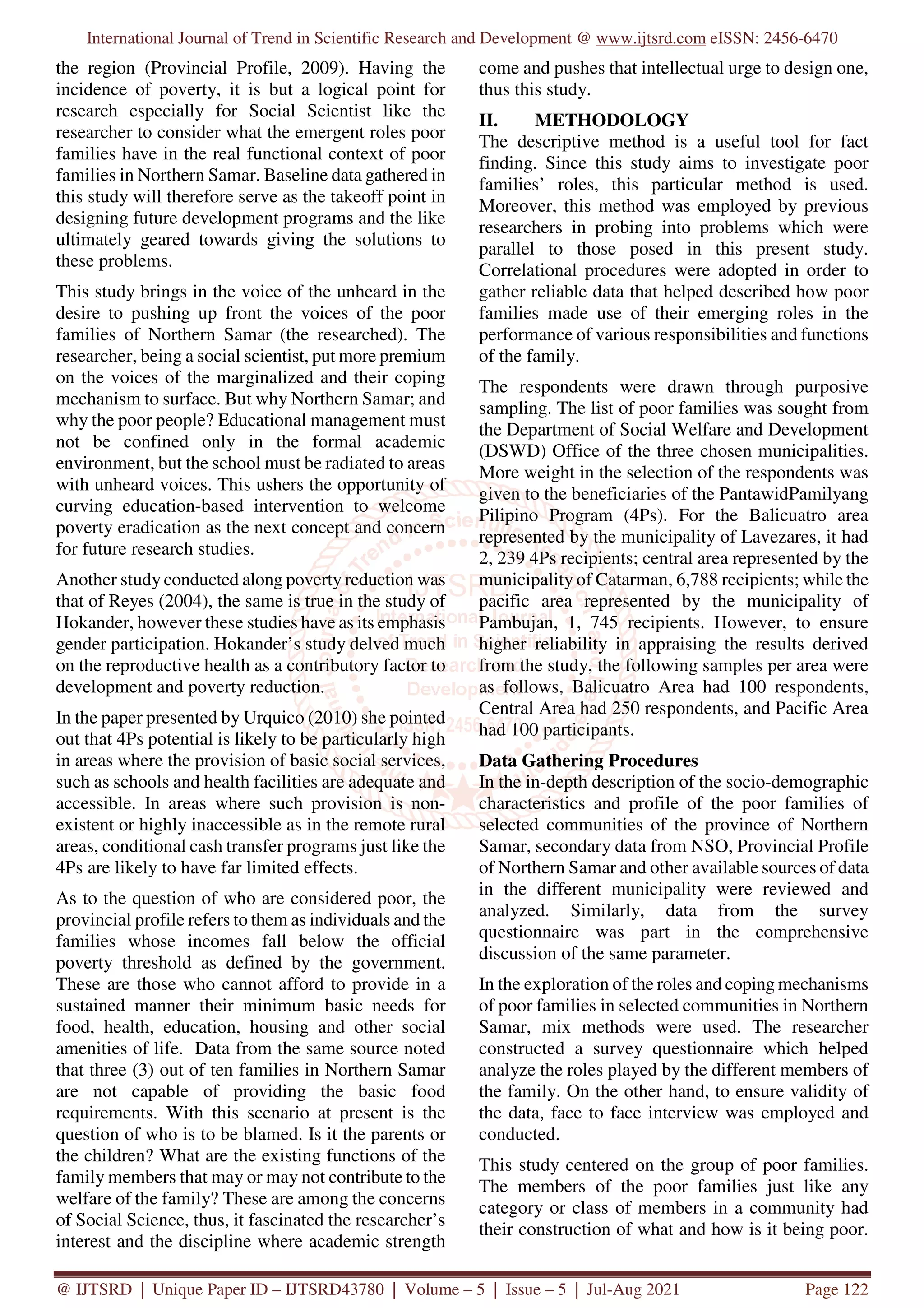 The Relationship of Coping Mechanisms to the Role of 4PS Families in ...