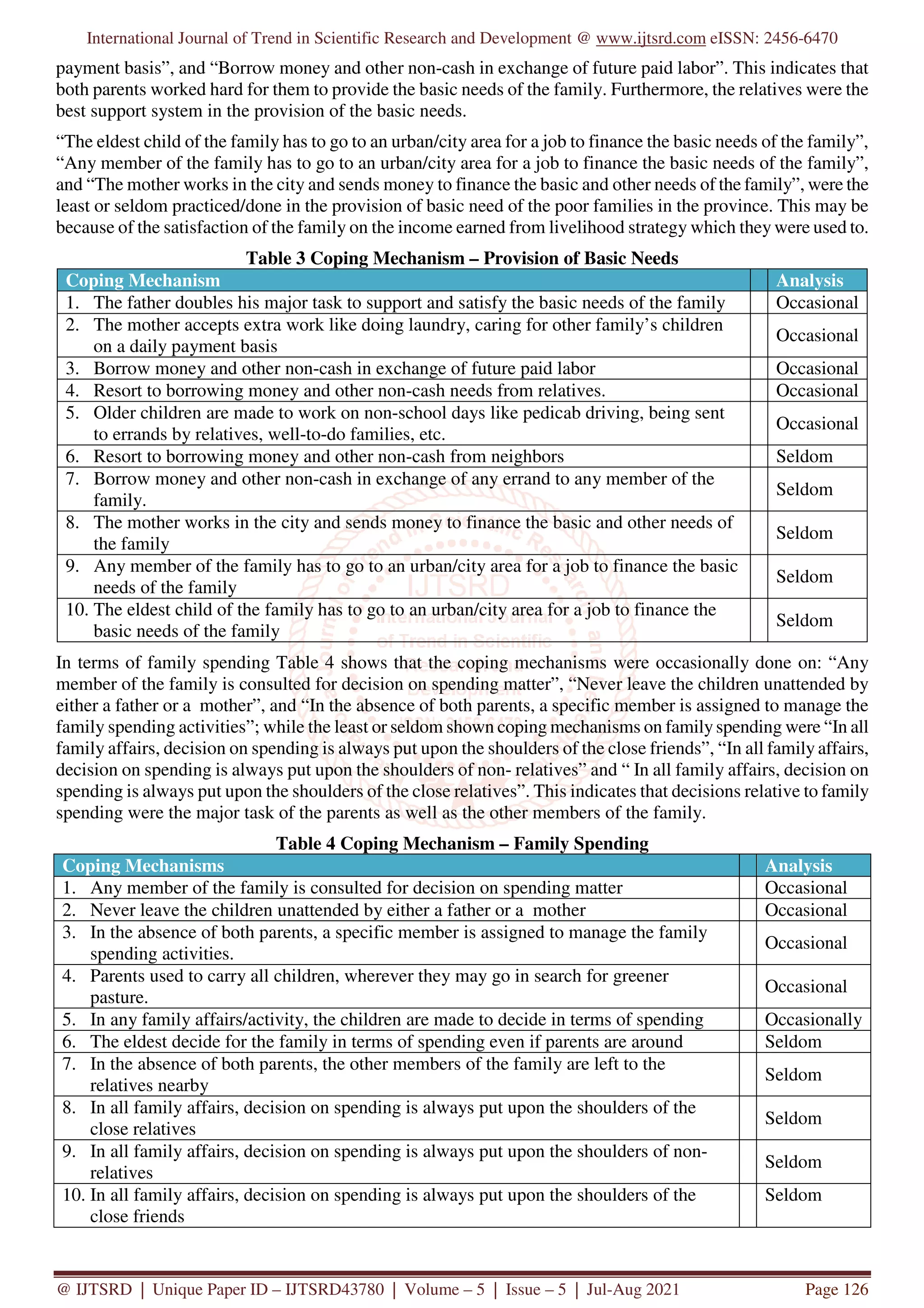 The Relationship of Coping Mechanisms to the Role of 4PS Families in ...