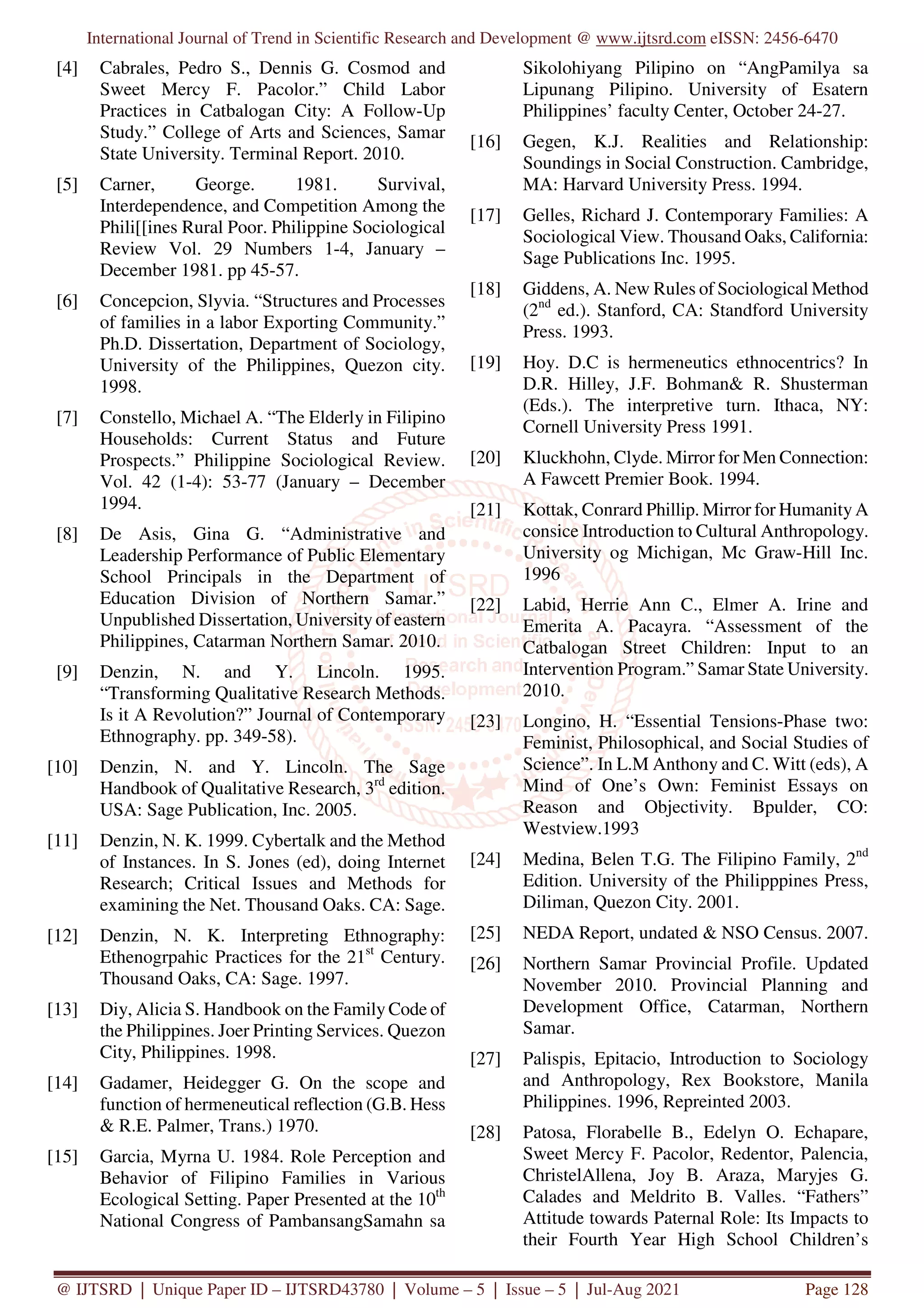 The Relationship of Coping Mechanisms to the Role of 4PS Families in ...