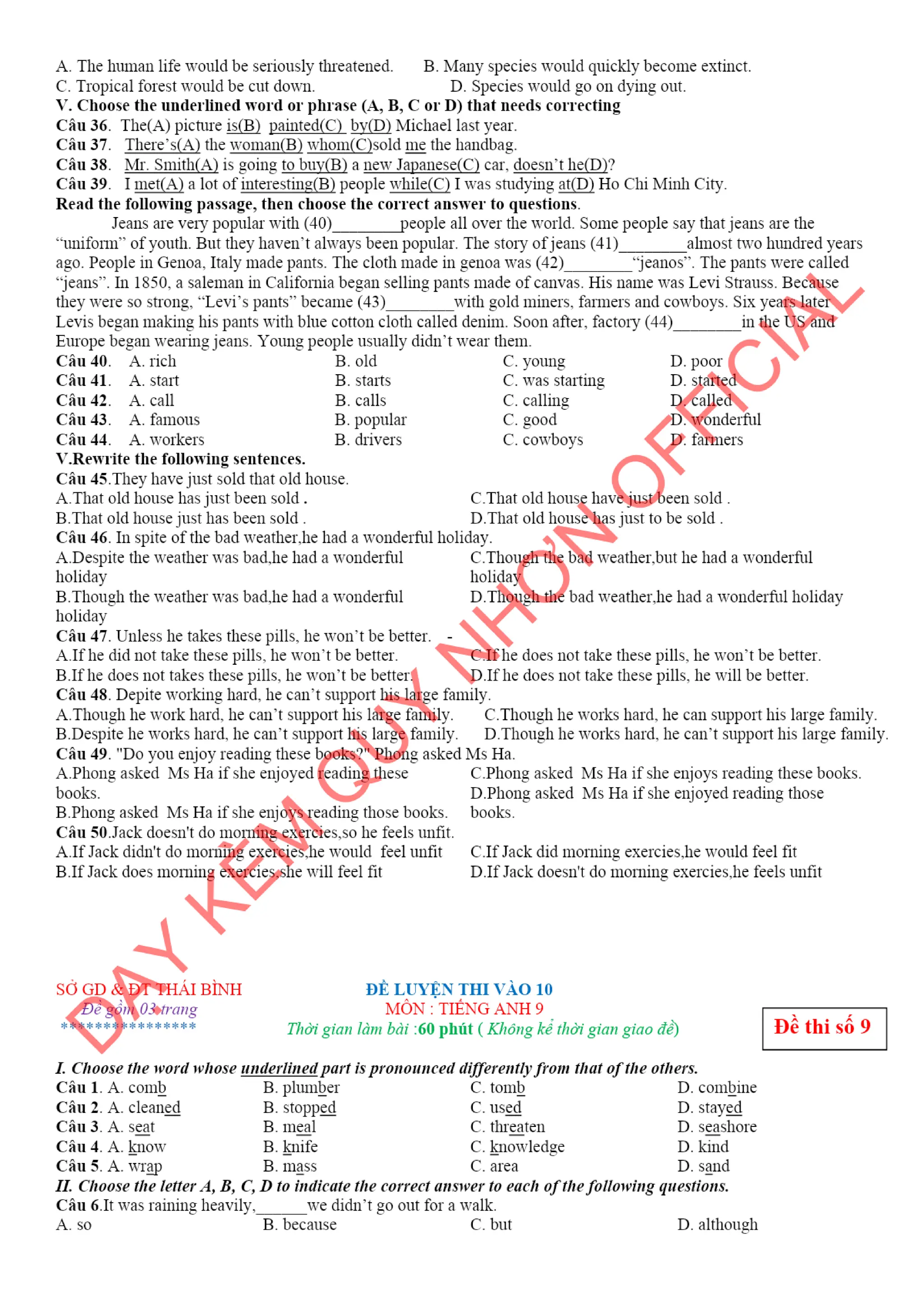 22 ĐỀ THI THỬ TUYỂN SINH TIẾNG ANH VÀO 10 SỞ GD – ĐT THÁI BÌNH NĂM HỌC 2023-2024 (BẢN HS-GV).pdf
