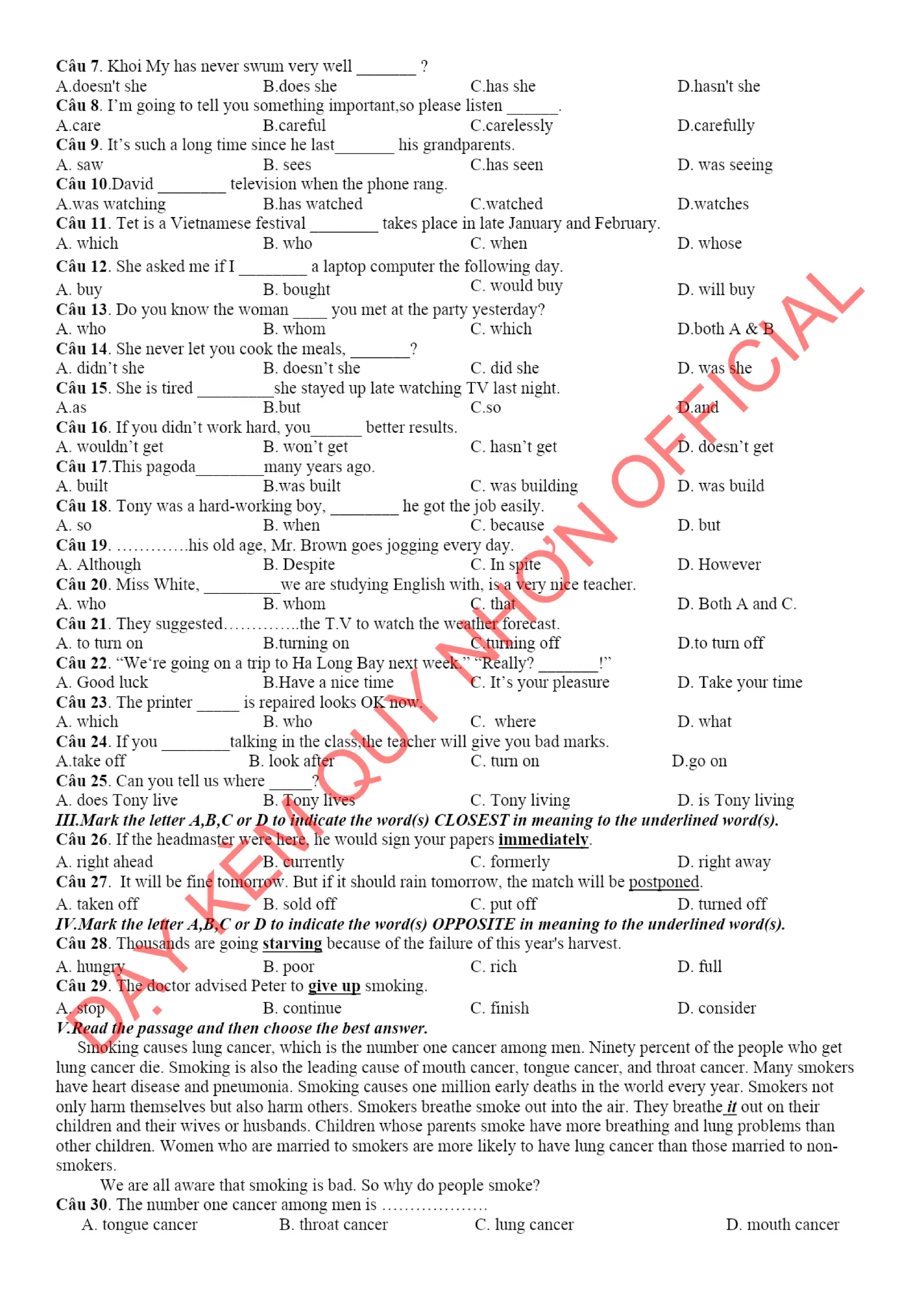 22 ĐỀ THI THỬ TUYỂN SINH TIẾNG ANH VÀO 10 SỞ GD – ĐT THÁI BÌNH NĂM HỌC 2023-2024 (BẢN HS-GV).pdf
