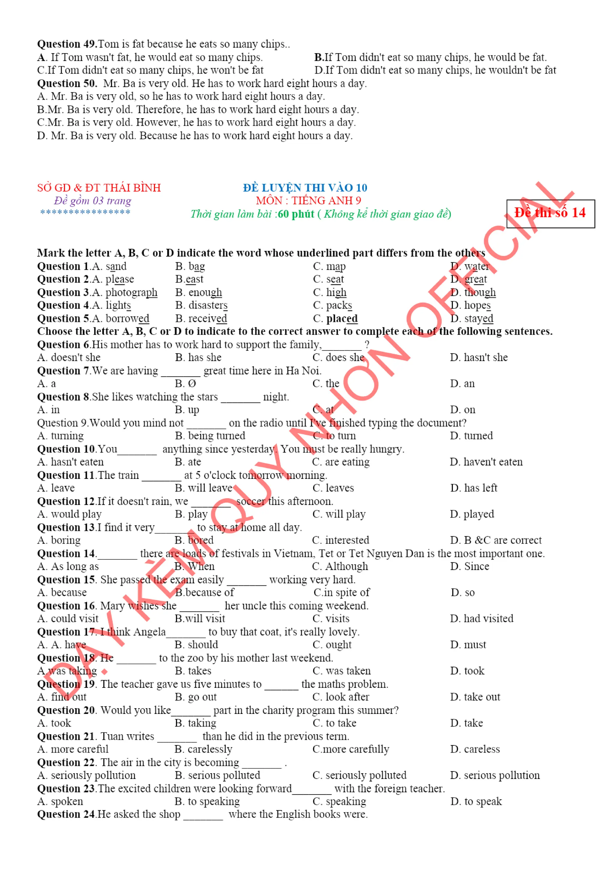 22 ĐỀ THI THỬ TUYỂN SINH TIẾNG ANH VÀO 10 SỞ GD – ĐT THÁI BÌNH NĂM HỌC 2023-2024 (BẢN HS-GV).pdf