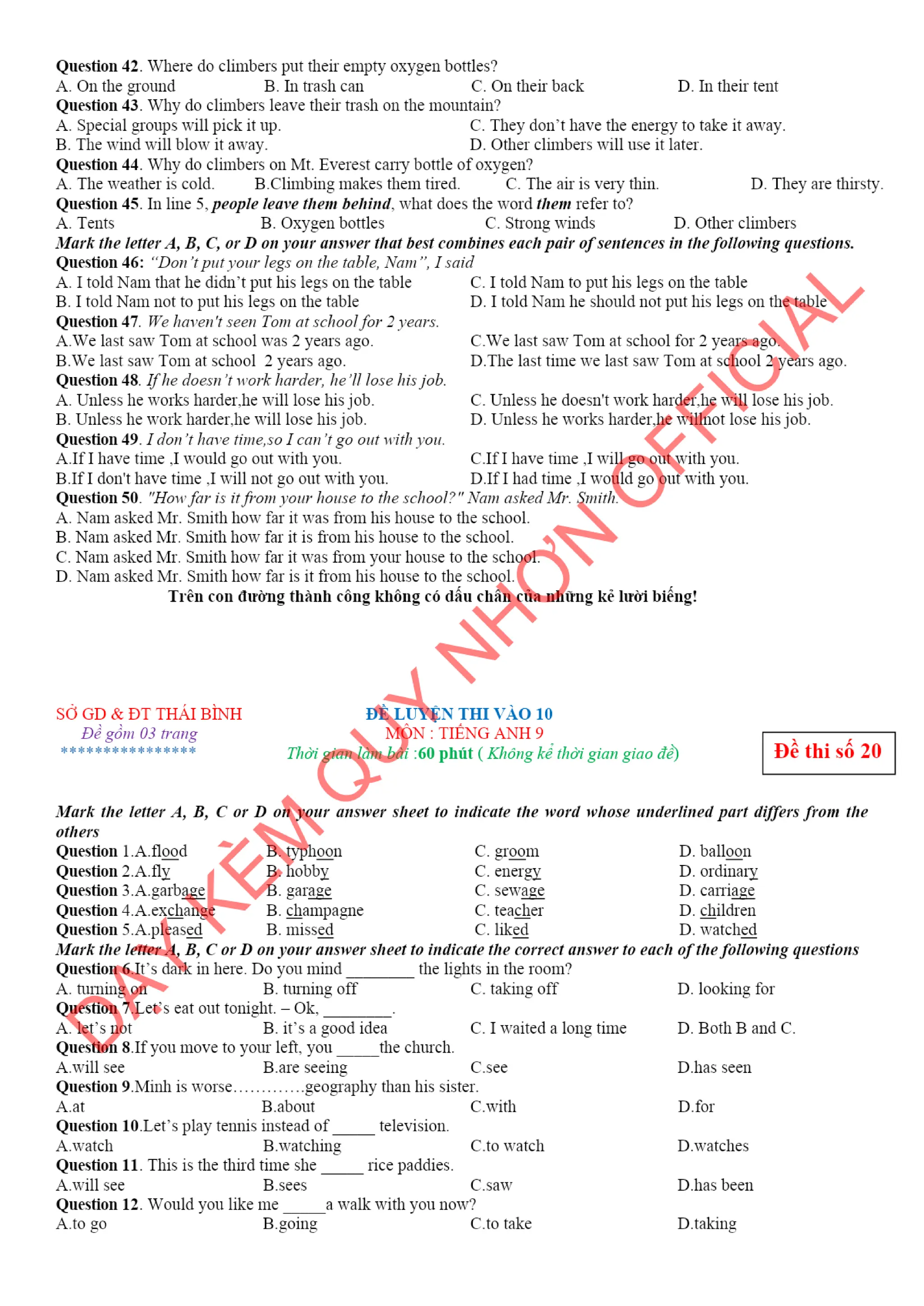 22 ĐỀ THI THỬ TUYỂN SINH TIẾNG ANH VÀO 10 SỞ GD – ĐT THÁI BÌNH NĂM HỌC 2023-2024 (BẢN HS-GV).pdf