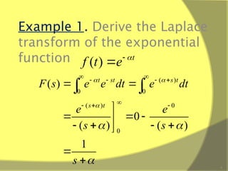 laplace Tranform, definition, Examples, methods | PPT