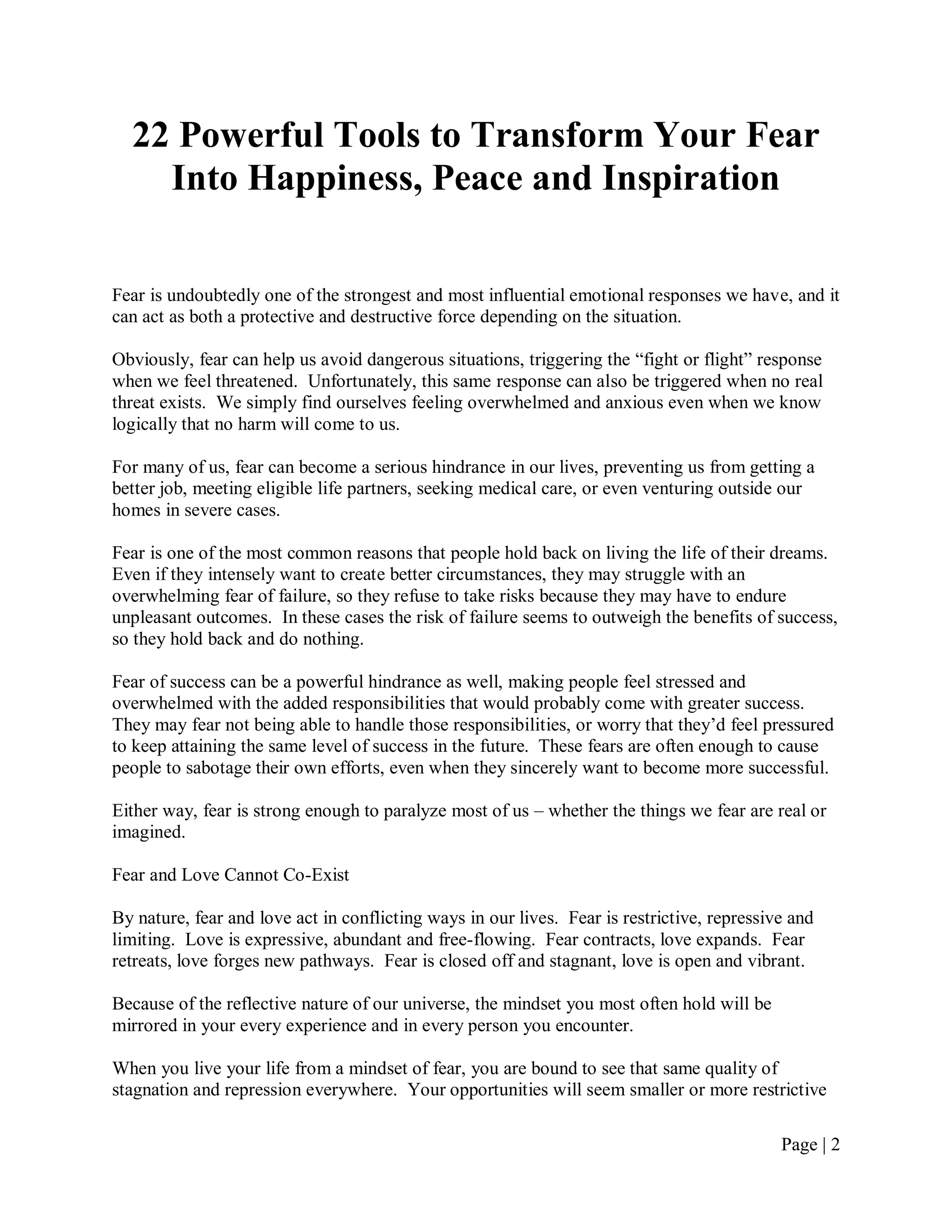 22 Tools To Transform Fear | PDF