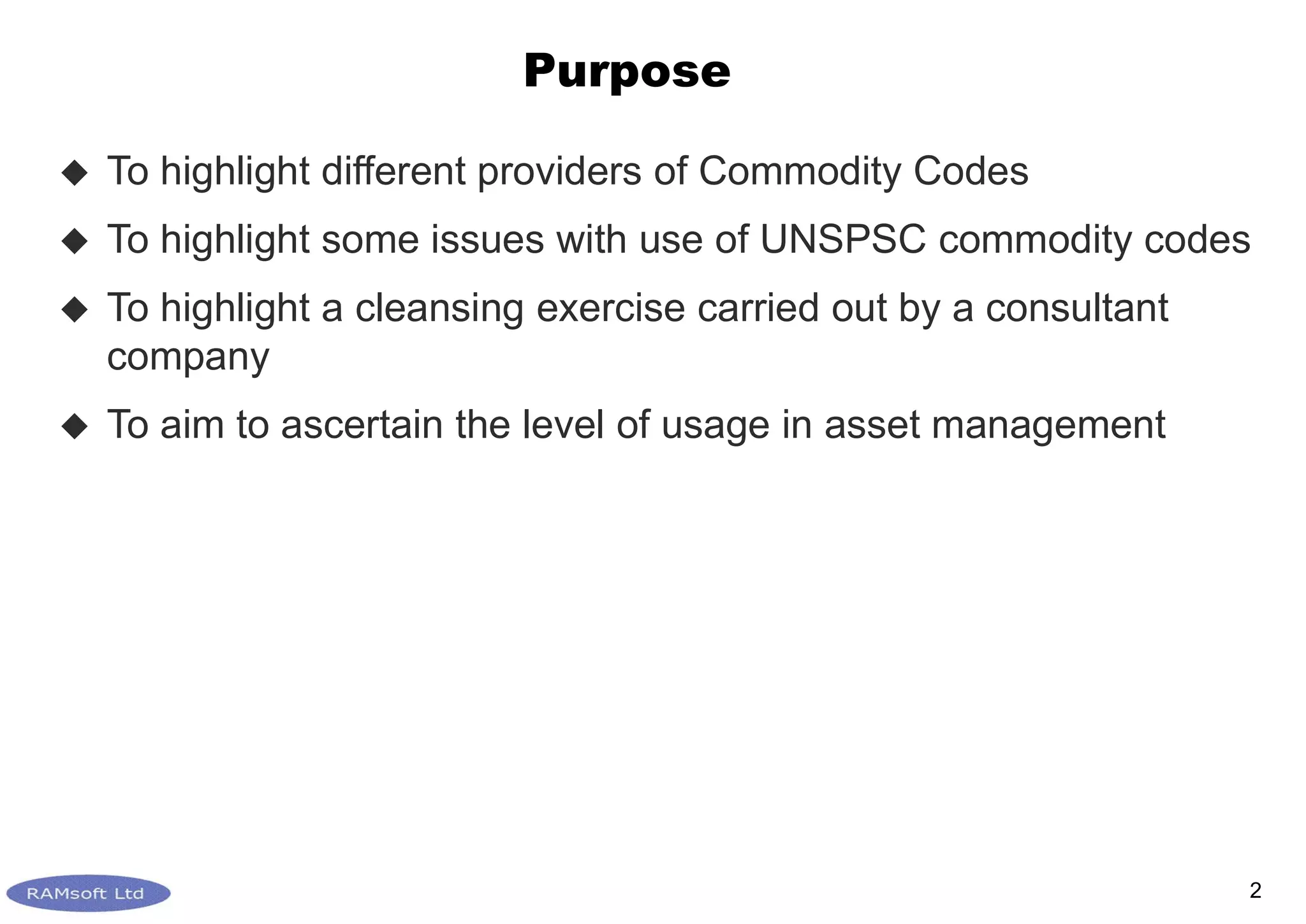 Using UNSPSC codes in the MRO Inventory System | PDF