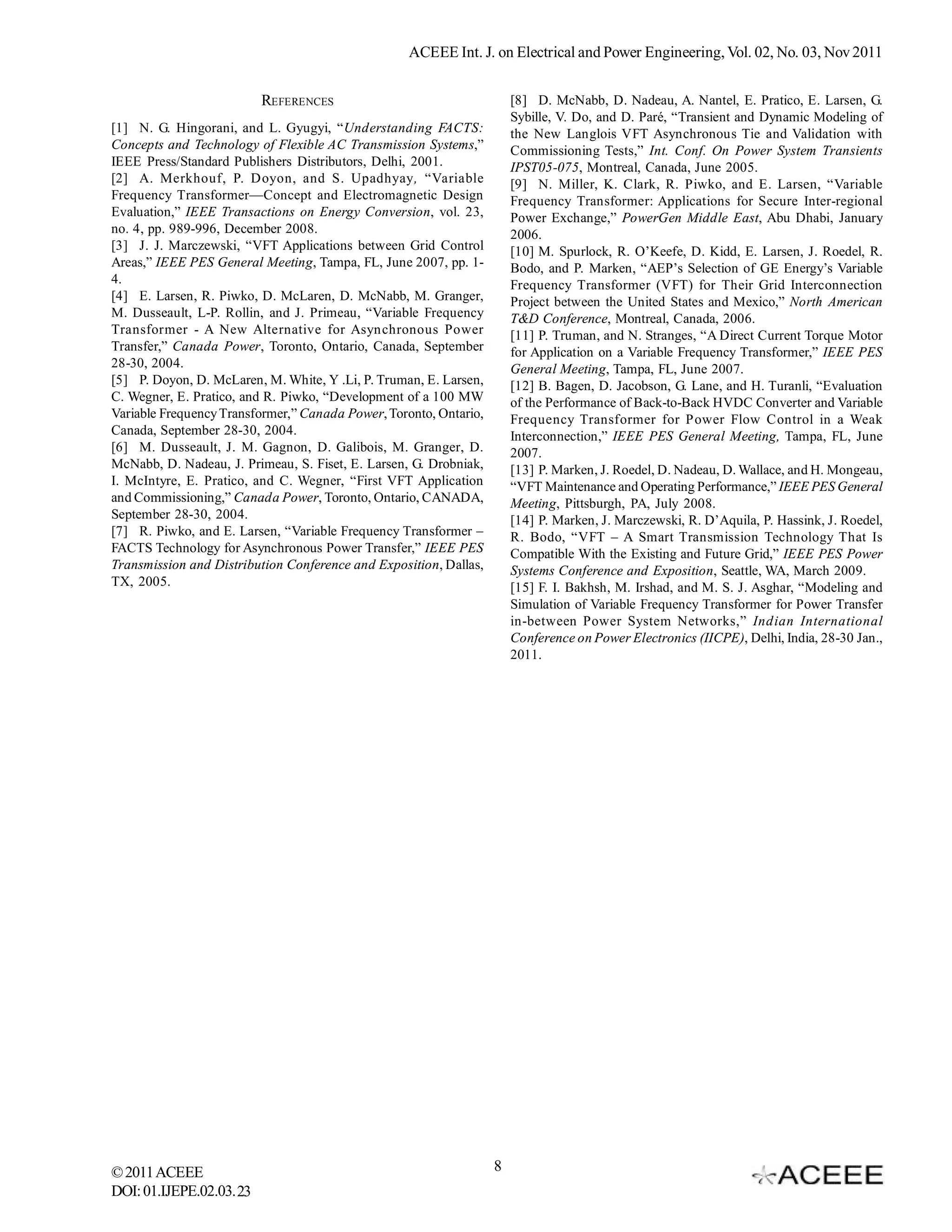 Modeling Analysis And Simulation Of Vft For Power Flow Control Through