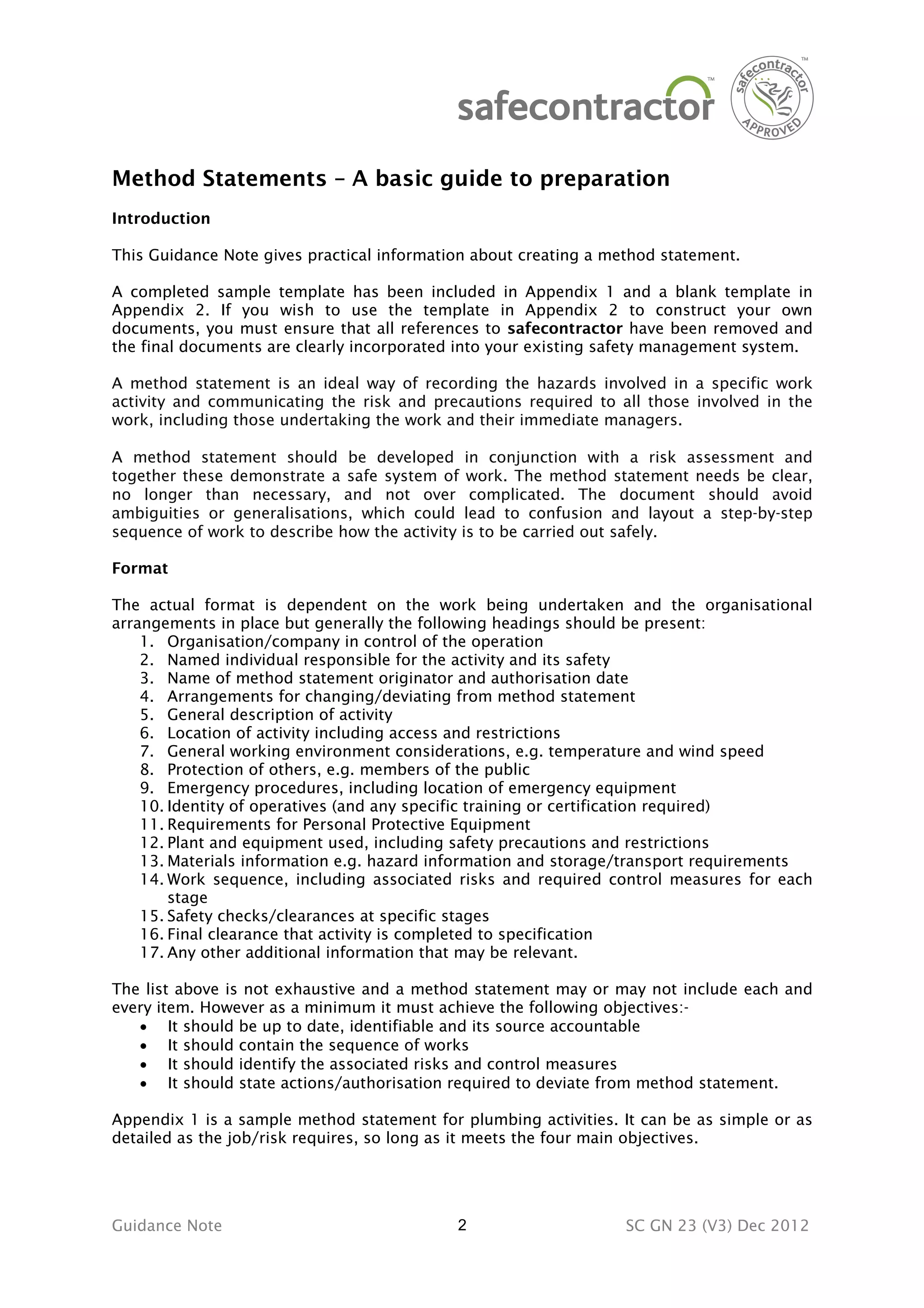 23.plumbing method statement_gn23 | PDF