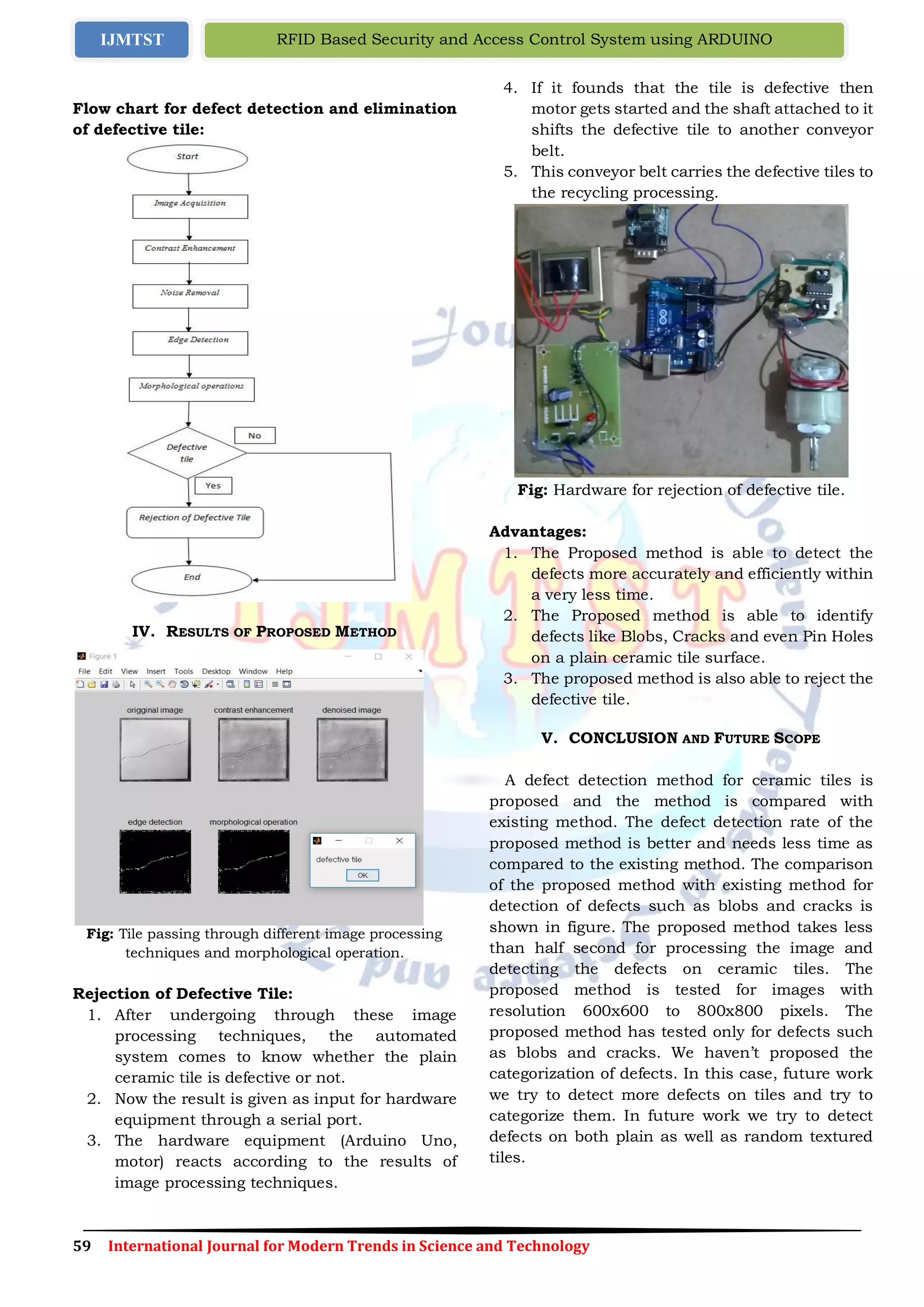 Identification and Rejection of Defective Ceramic Tile using Image Processing and ARDUINO | PDF