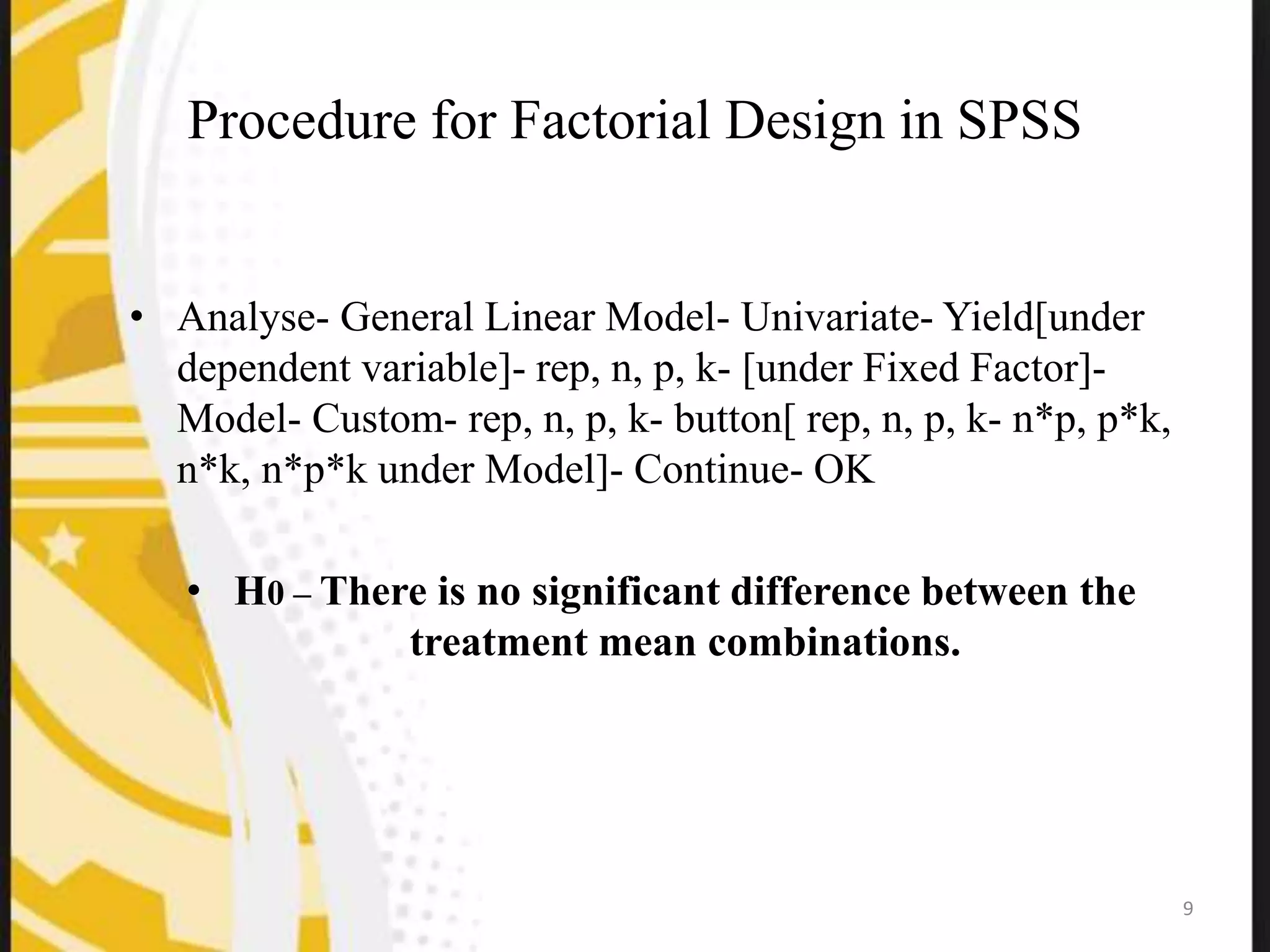 2^3 factorial design in SPSS | PPTX
