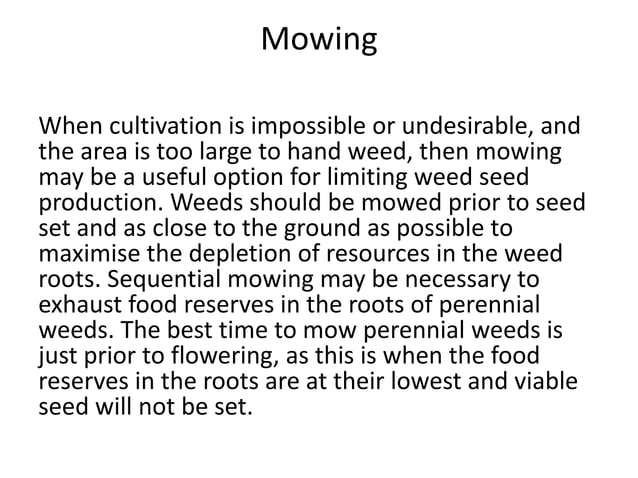 23. integrated weed management ( iwm cultural weed control) A ...