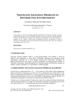 TRAVELING SALESMAN PROBLEM IN DISTRIBUTED ENVIRONMENT | PDF