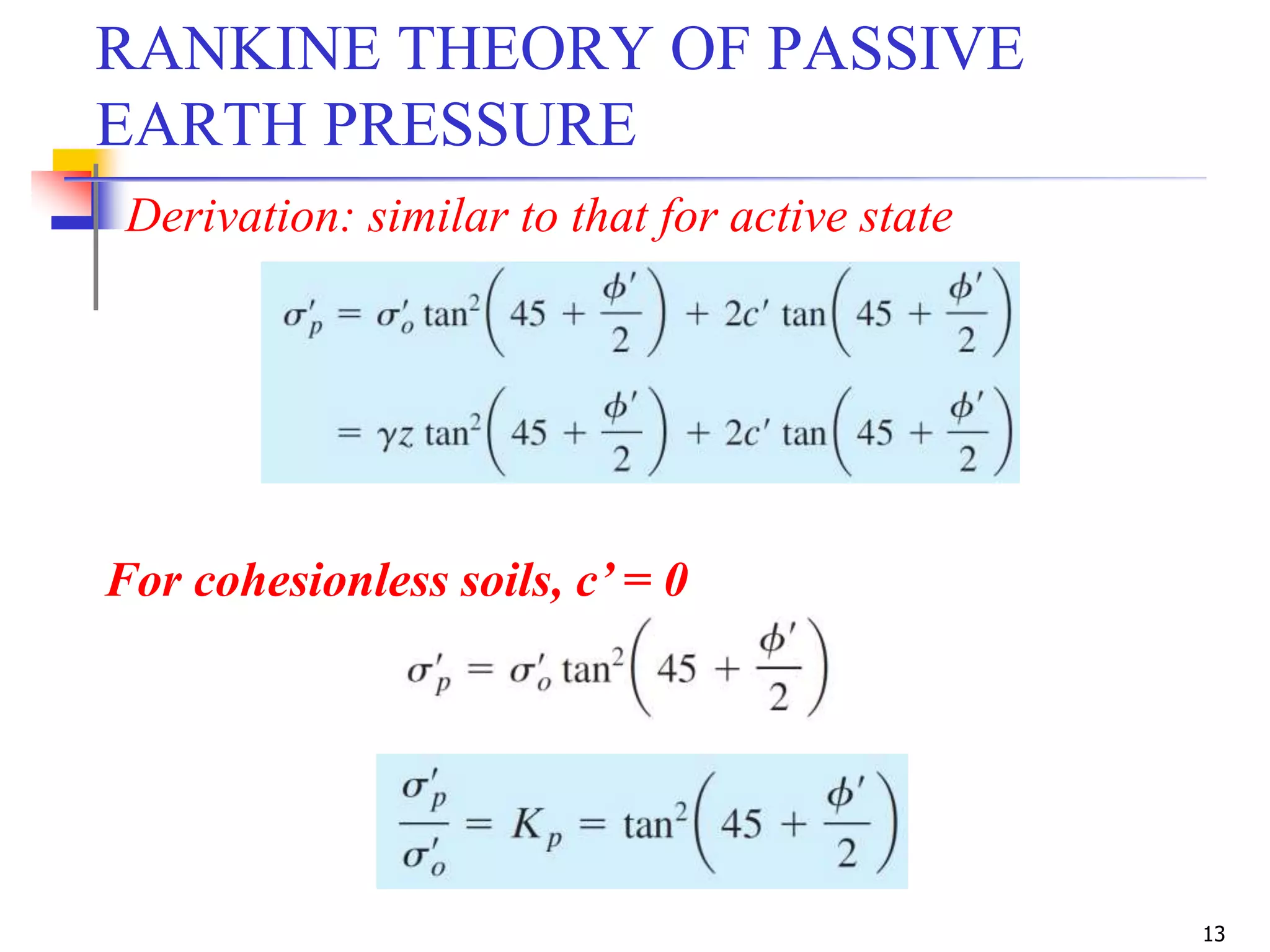 Geotechnical Engineering-II [Lec #23: Rankine Earth Pressure Theory] | PPSX