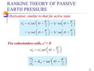 Geotechnical Engineering-II [Lec #23: Rankine Earth Pressure Theory] | PPSX
