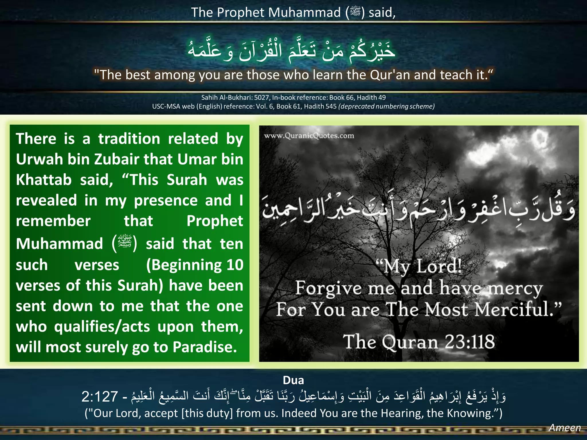 Al Quran (Chapter 23): Surah Al Muminoon [The Believers] | PDF