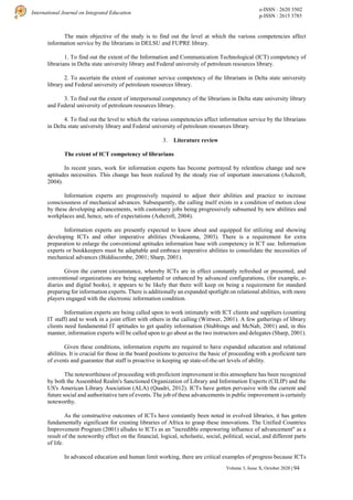 Competencies of Librarians as a Factor Affecting Information, Service Delivery in Selected ...