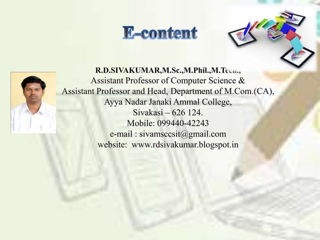 E-content - R.D.Sivakumar | PPTX