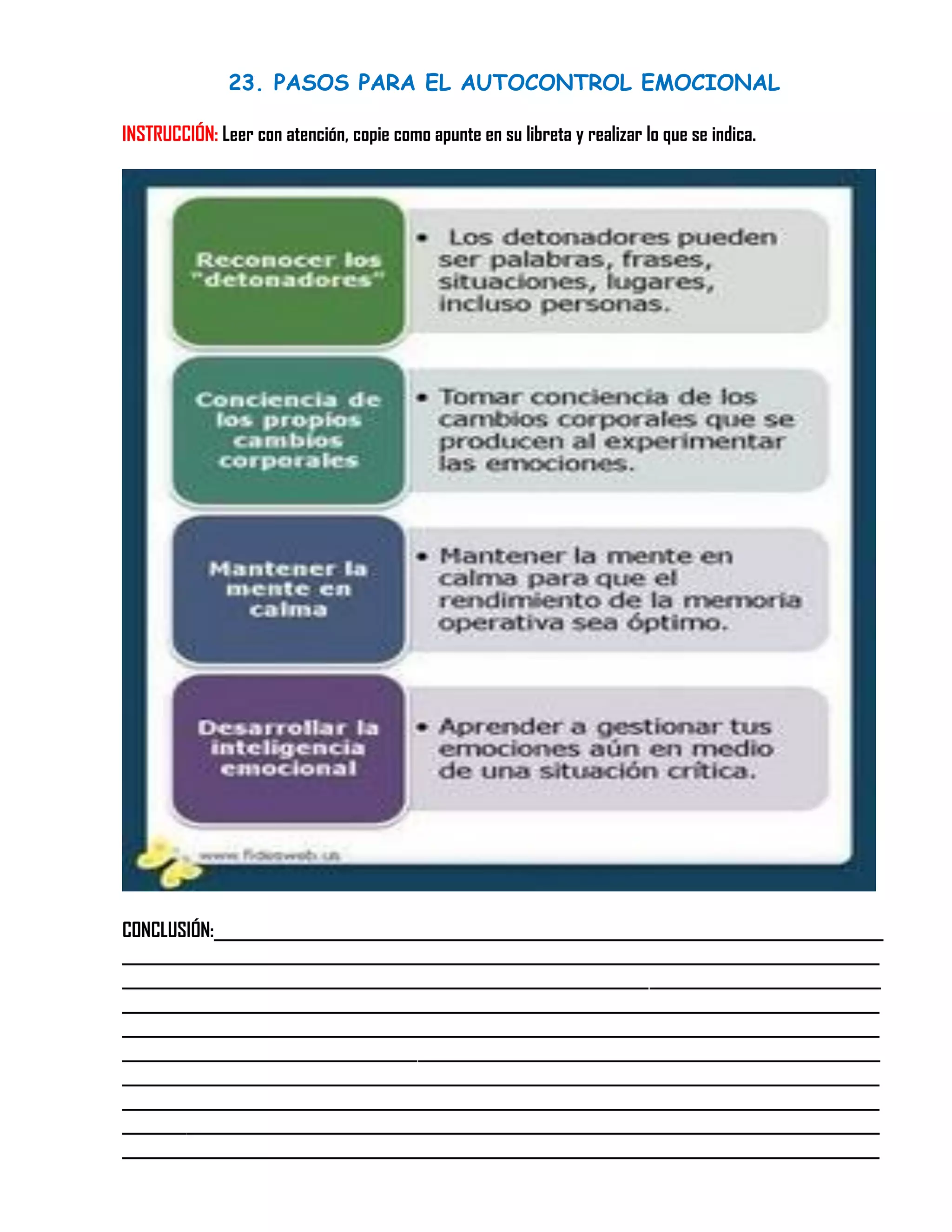 23. PASOS PARA EL AUTOCONTROL EMOCIONAL | PDF