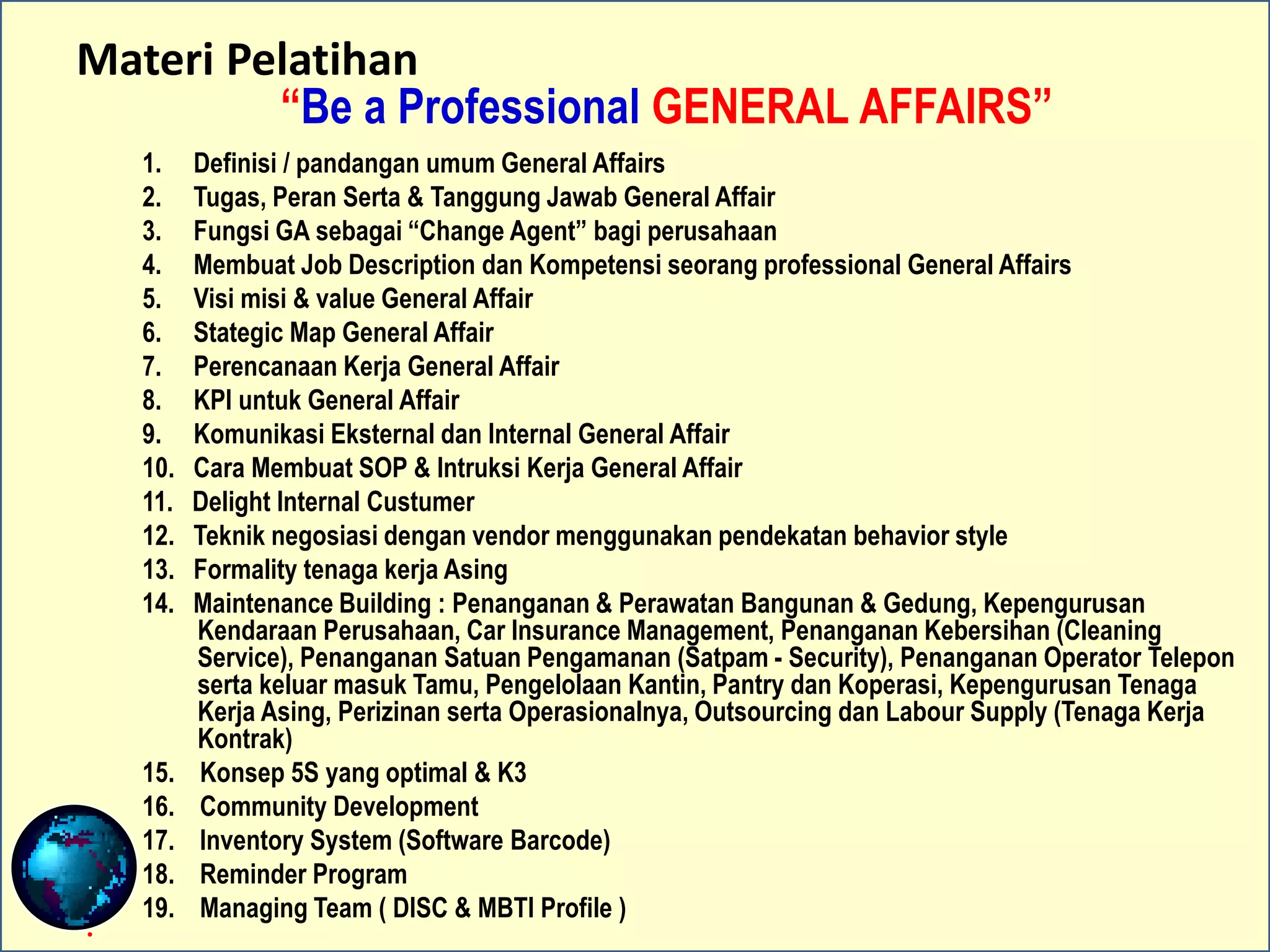 (2022) Silabus Training _"Professional GENERAL AFFAIRS (GA)" | PPTX