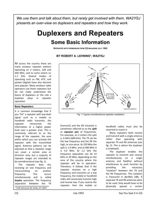 Duplexers and Repeaters | PDF