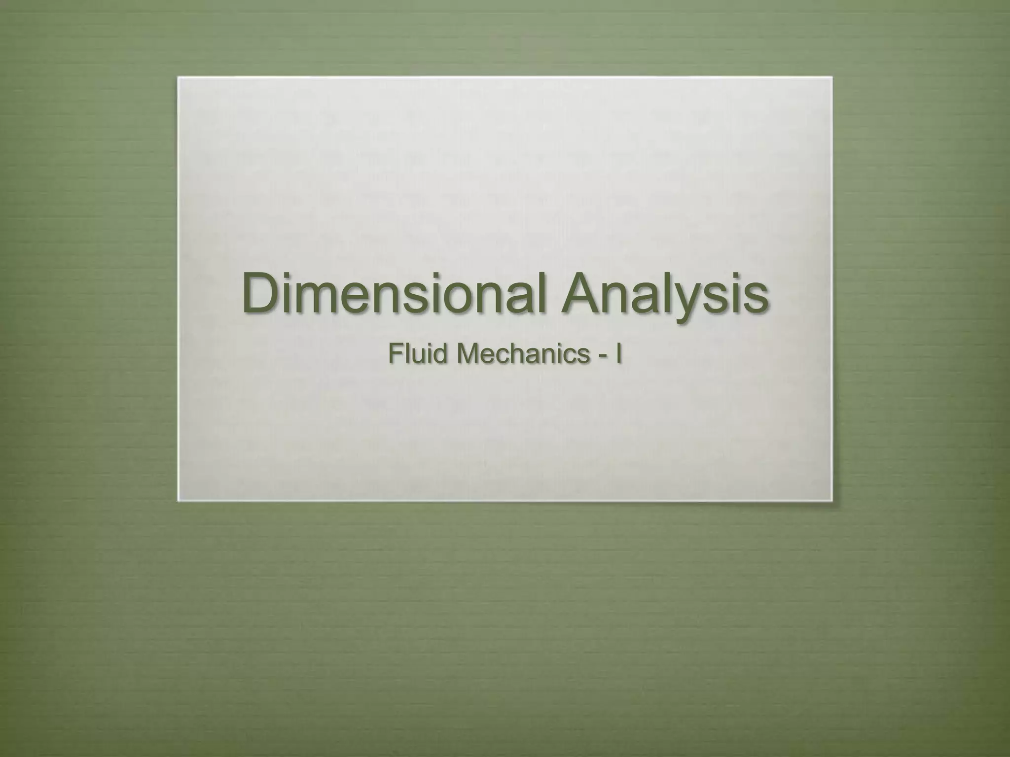 dimensional analysis | PPTX