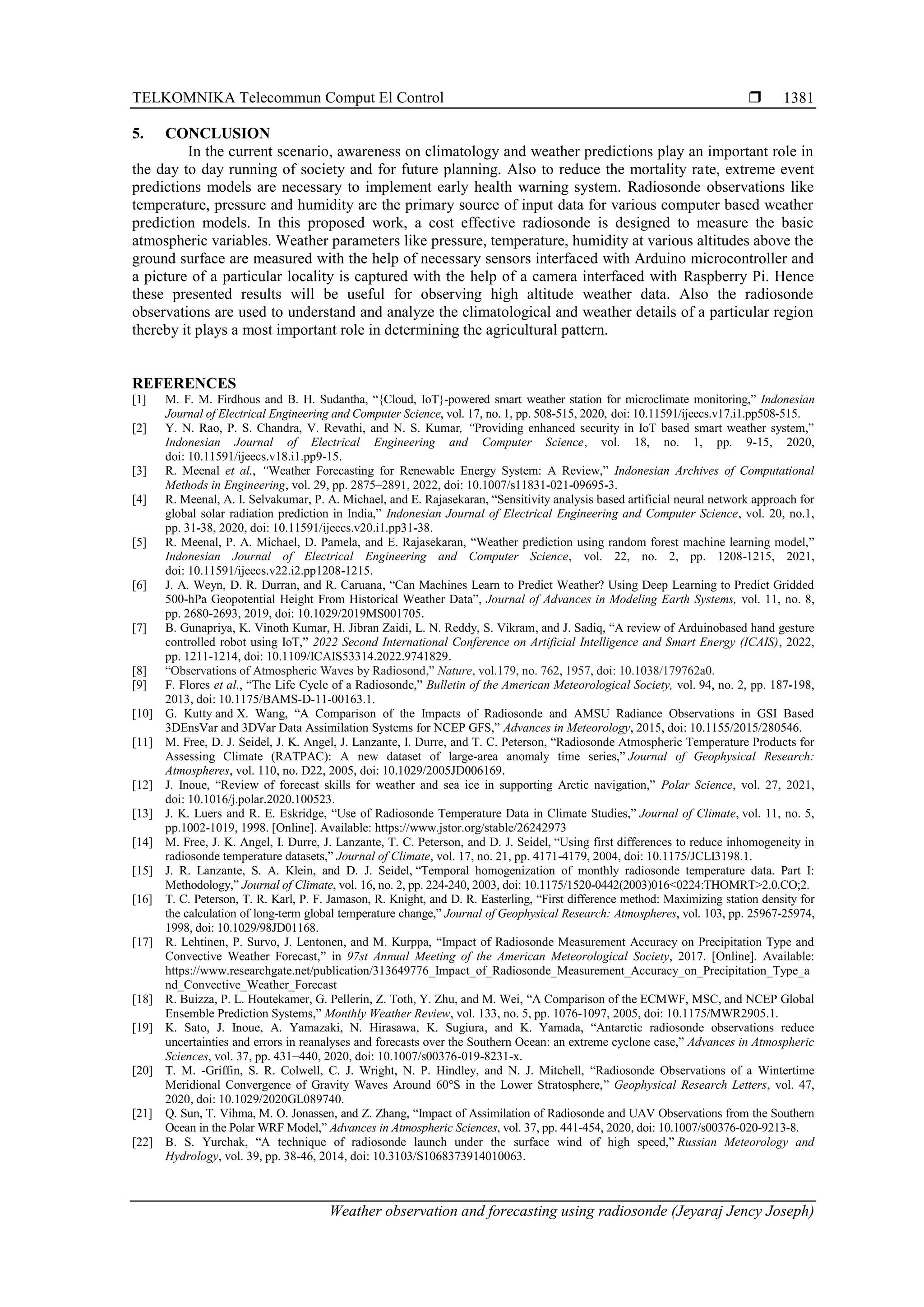 Weather observation and forecasting using radiosonde | PDF