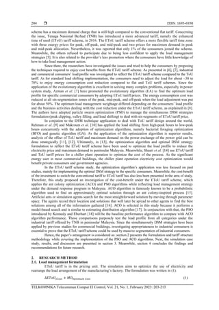 Appropriateness of EToU electricity tariff program for industrial type consumers: an ...